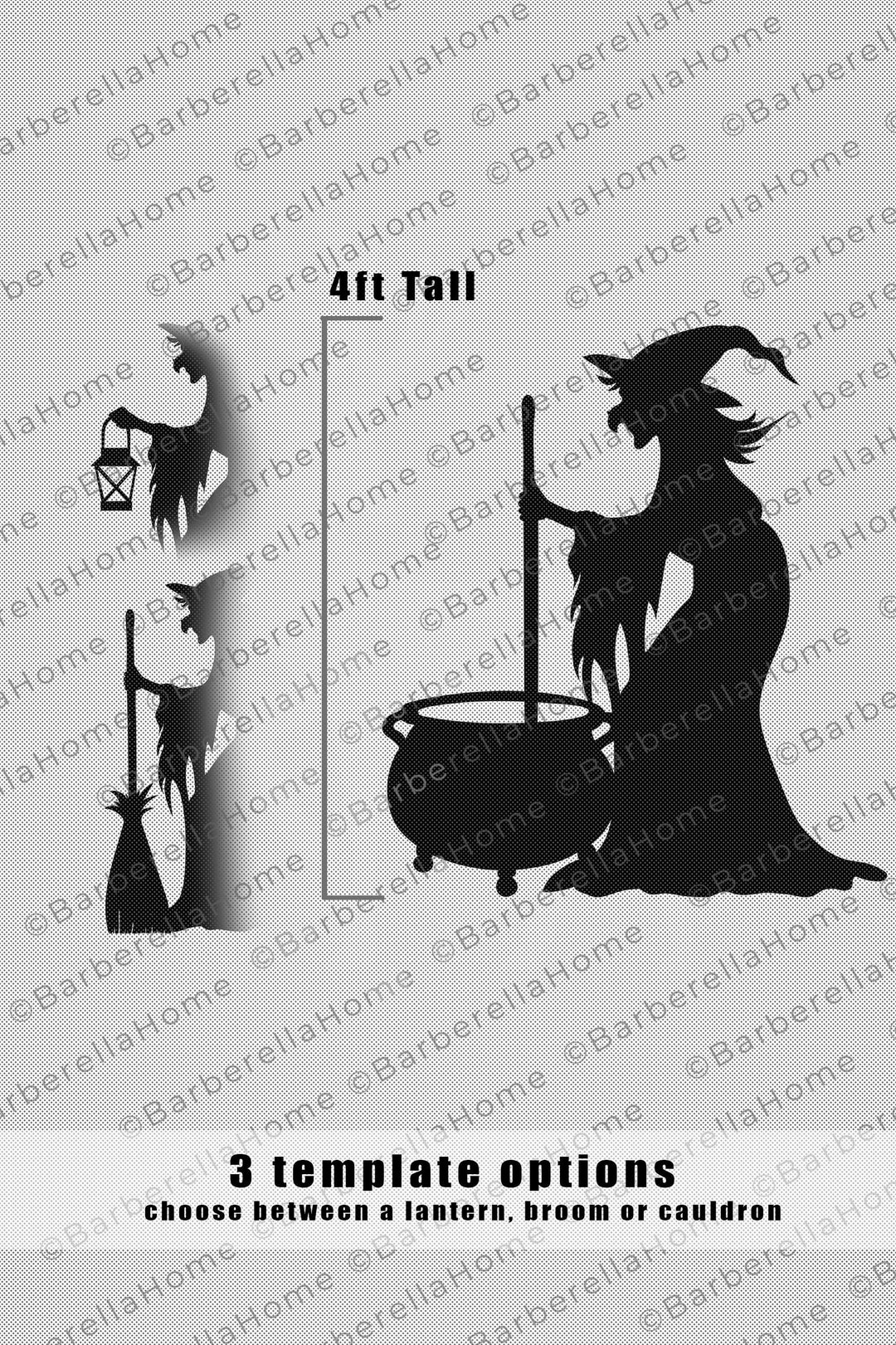 4ft Witch Template When Made With 3 Options. Printable Trace & Cut ...