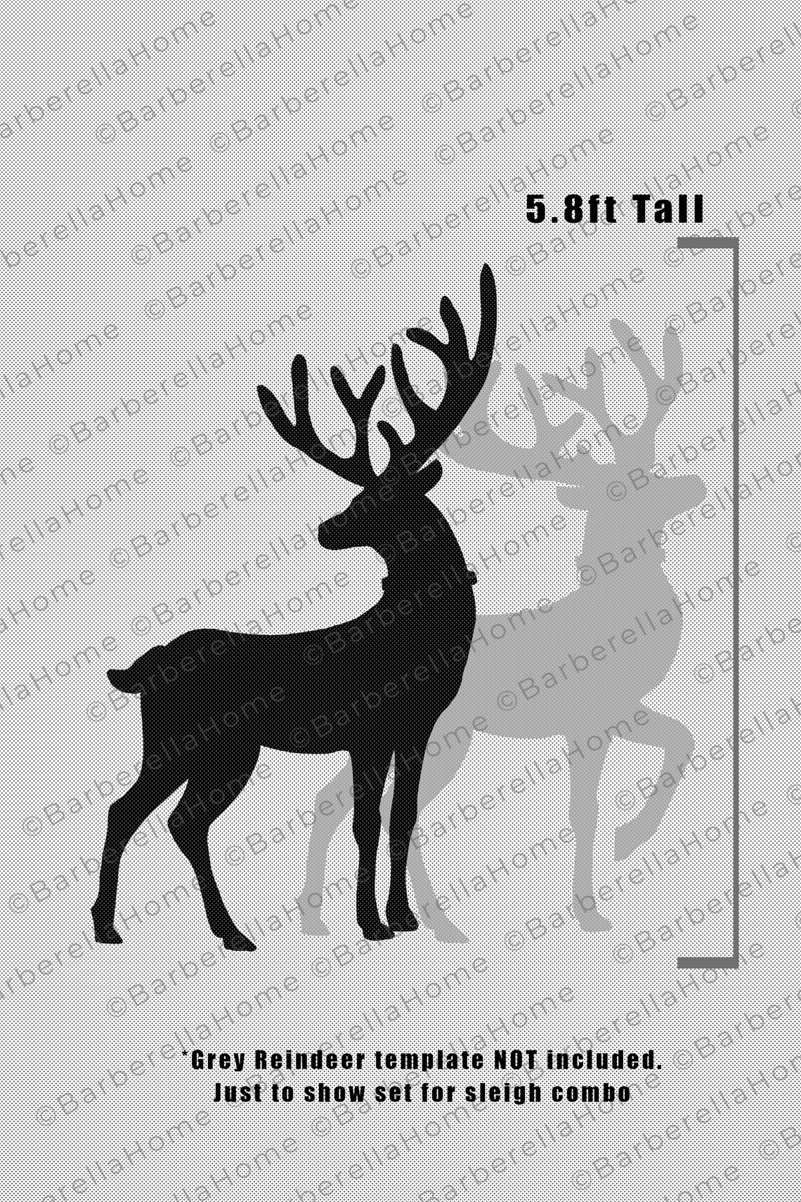 5.8ft Sleigh Reindeer Template When Made. Printable Trace and Cut ...