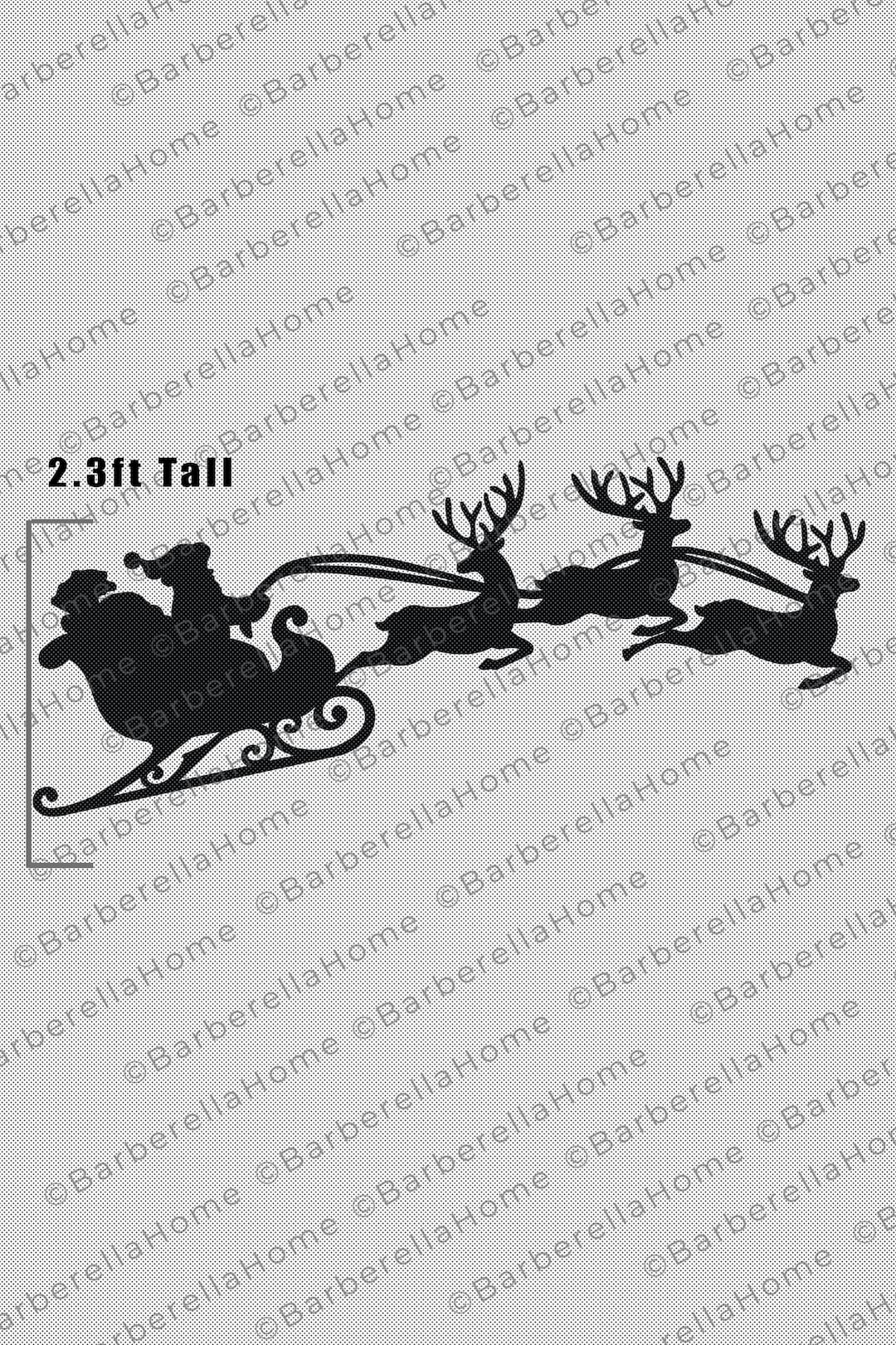 2.3ft Flying Santa's Sleigh & Reindeer Template When Made. Printable ...