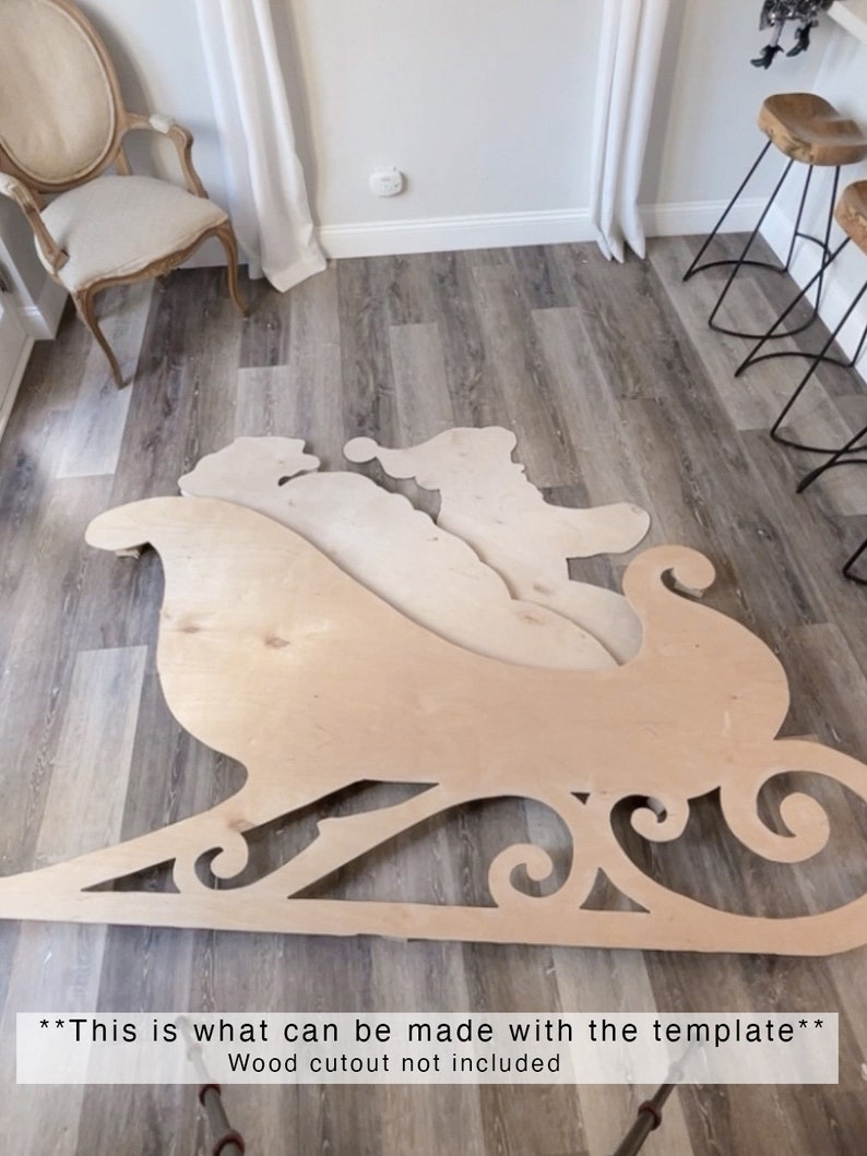 Life-size, 3'8ft Santa's Sleigh Template When Made. Printable Trace and ...