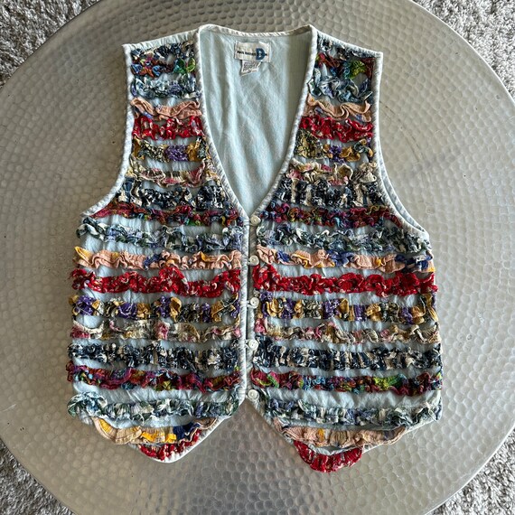 Vintage Cottagecore patchwork ribbon vest - Gem