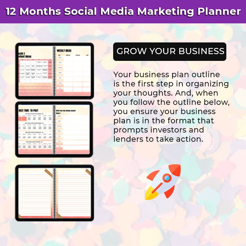 12 Months Social Media Marketing Planner - Etsy