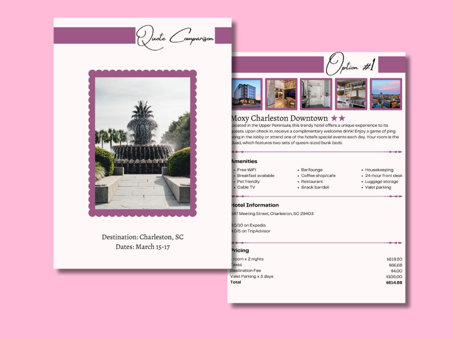 Quote Comparison Template | Canva Template | Fully Editable Travel ...