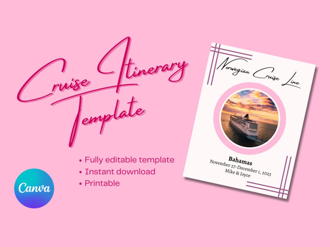 Cruise Itinerary Template | Canva Template | Fully Editable Travel ...