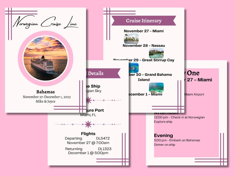 Cruise Itinerary Template | Canva Template | Fully Editable Travel ...