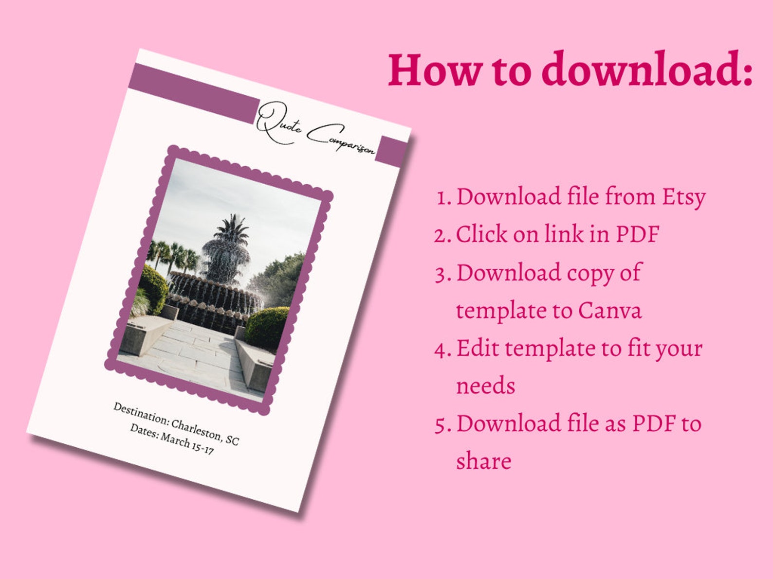 Quote Comparison Template | Canva Template | Fully Editable Travel ...