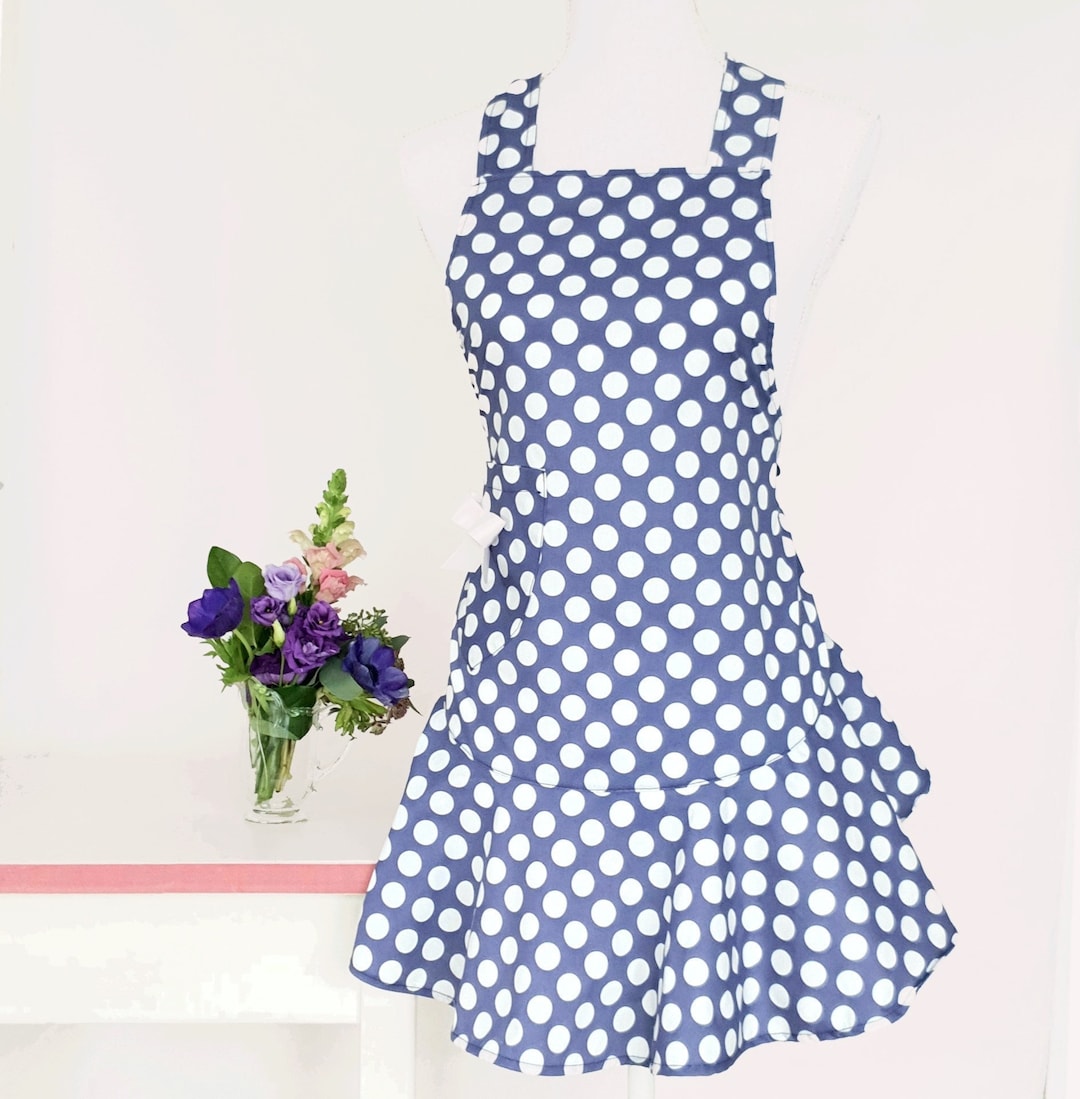 Apron Kitchen Apron Vintage Apron Women's Apron Lavender Polka Dots ...