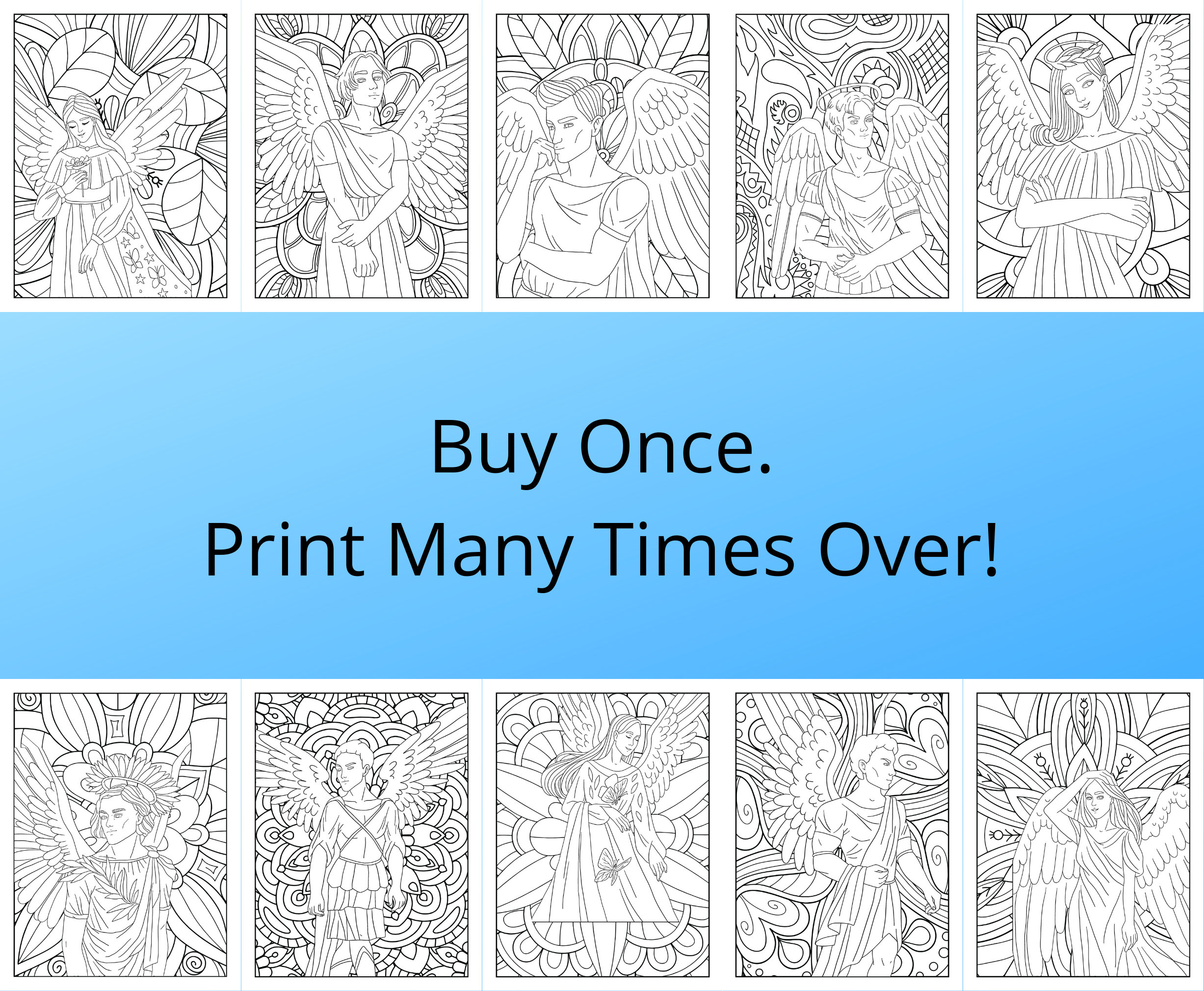 Angels Coloring Book Printable | Religious Coloring Sheets| Sunday ...