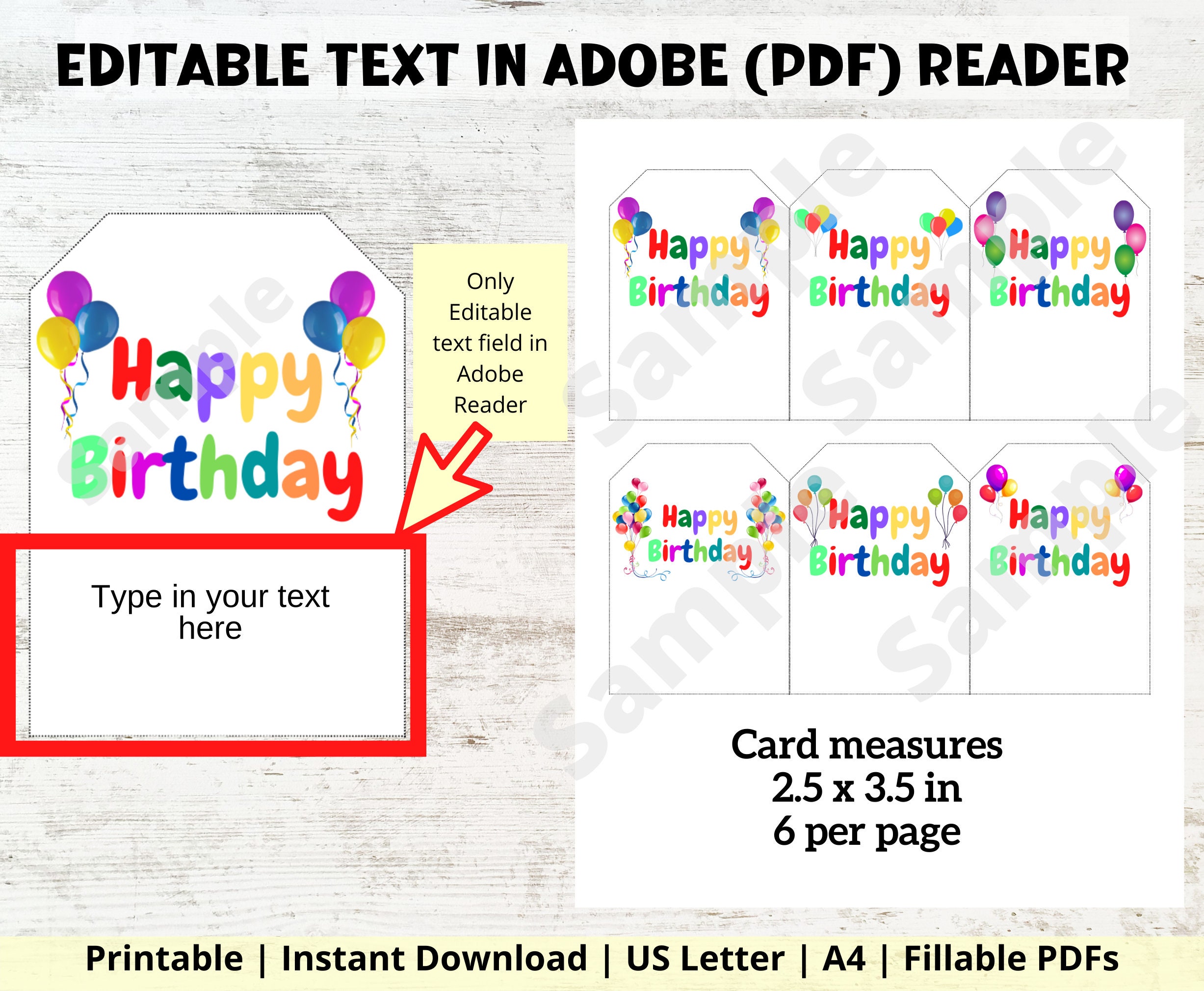 Printable Happy Birthday Gift Tag, Editable Favor Treat Tag, Gift Tag ...