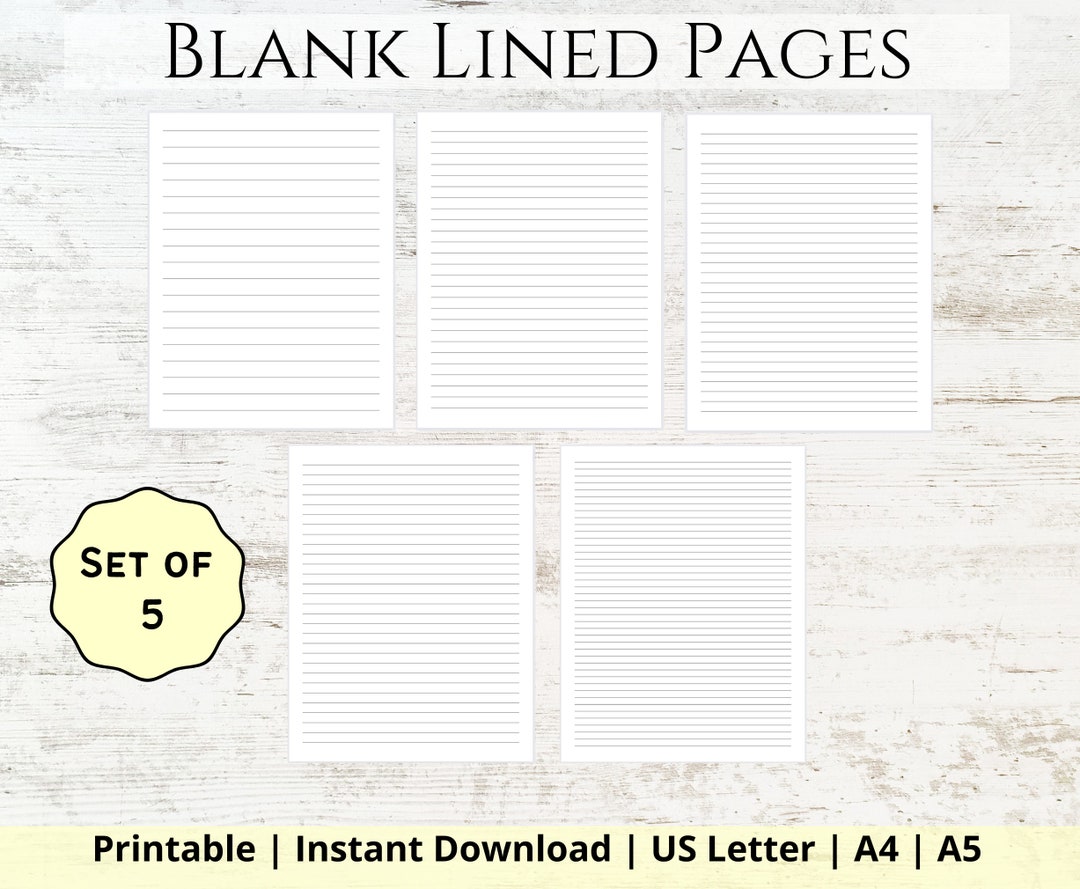 Printable Lined Paper PDF, Wide Ruled Paper, College Ruled Paper ...