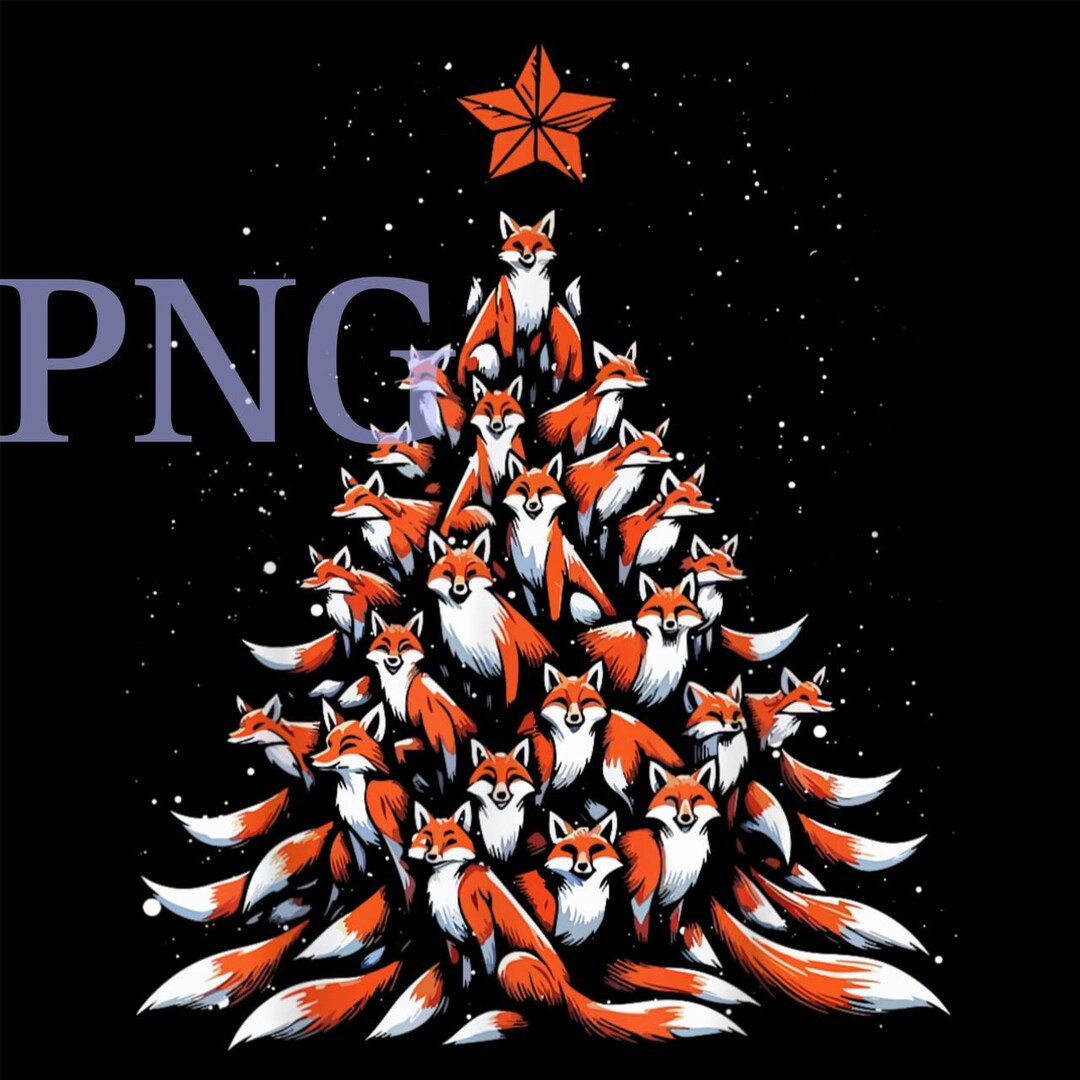 Fox Christmas Tree PNG, Cute Holiday Fox Xmas Tree Design for Women ...