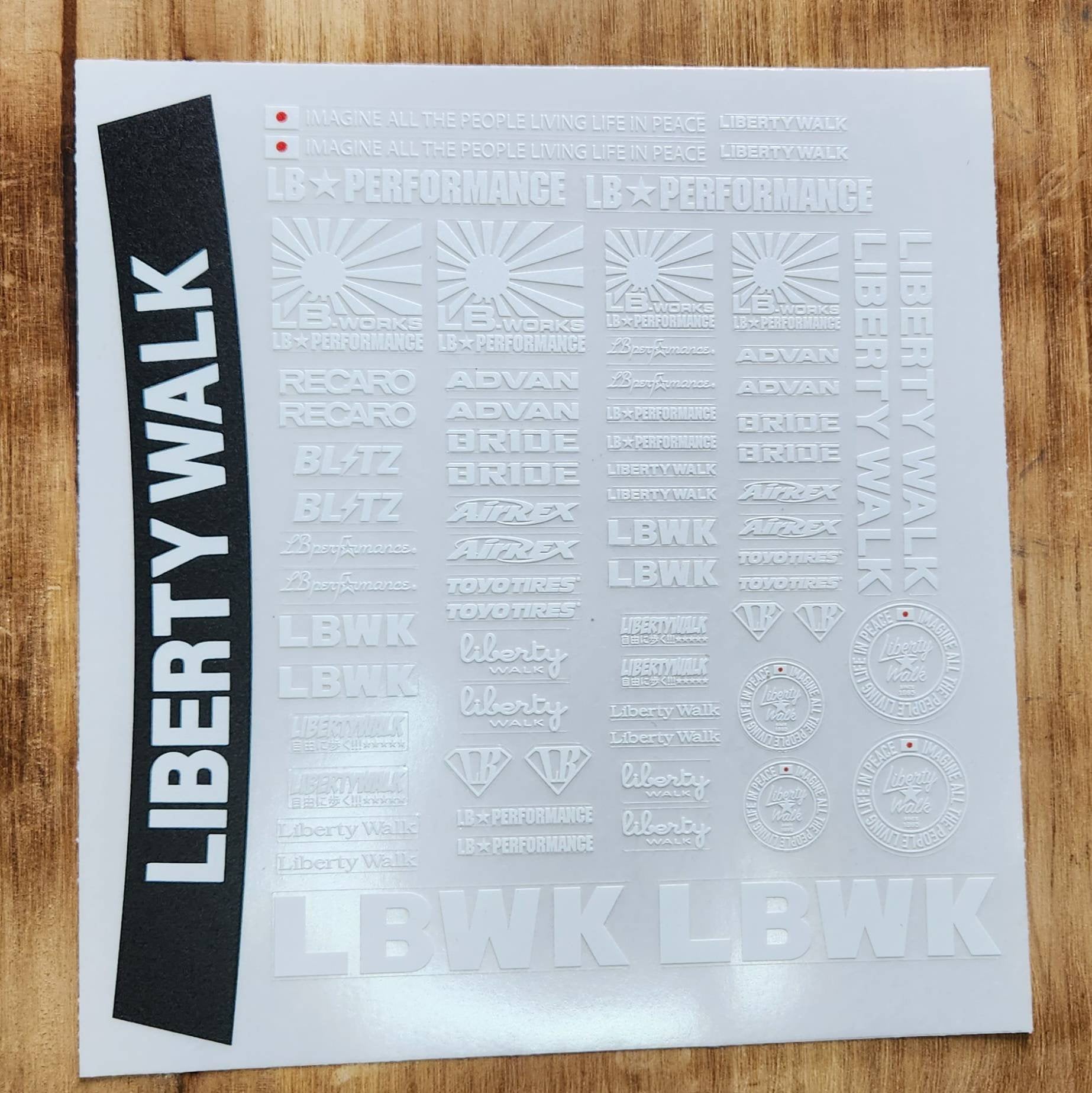 Liberty Walk Sticker Decal Sheet - 1/10 Scale RC Decal Sheet (PRE-CUT ...