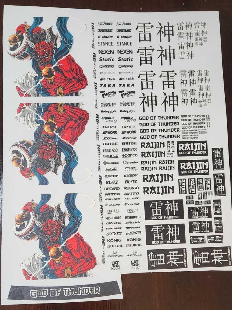 1/10 Scale RC Drift Livery Kit Raijin Thunder God Livery - Etsy