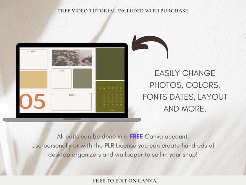 EDITABLE Desktop Wallpaper Organizers + Folder Icons, Bundle, 2024–2025 ...