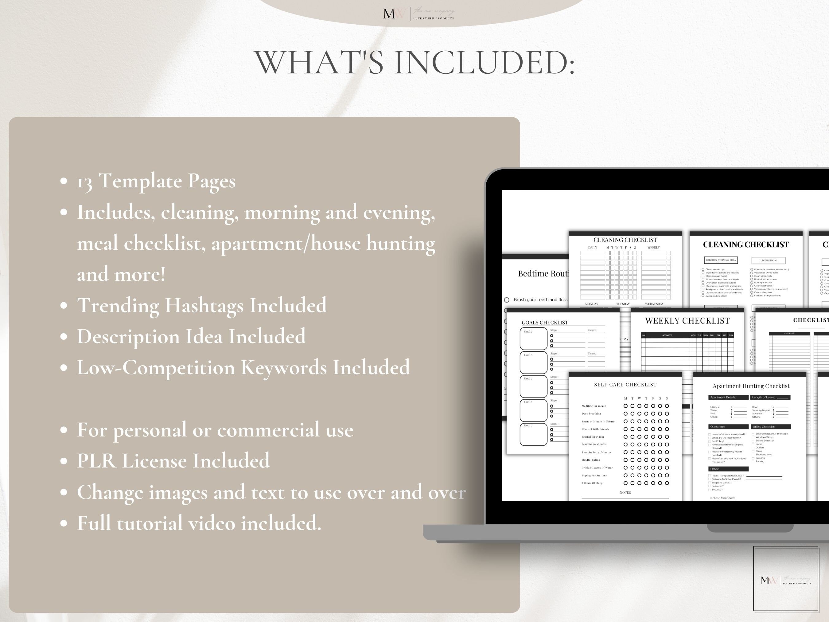 PLR Checklist Bundle | Apartment Checklist | Cleaning Checklist | Self ...