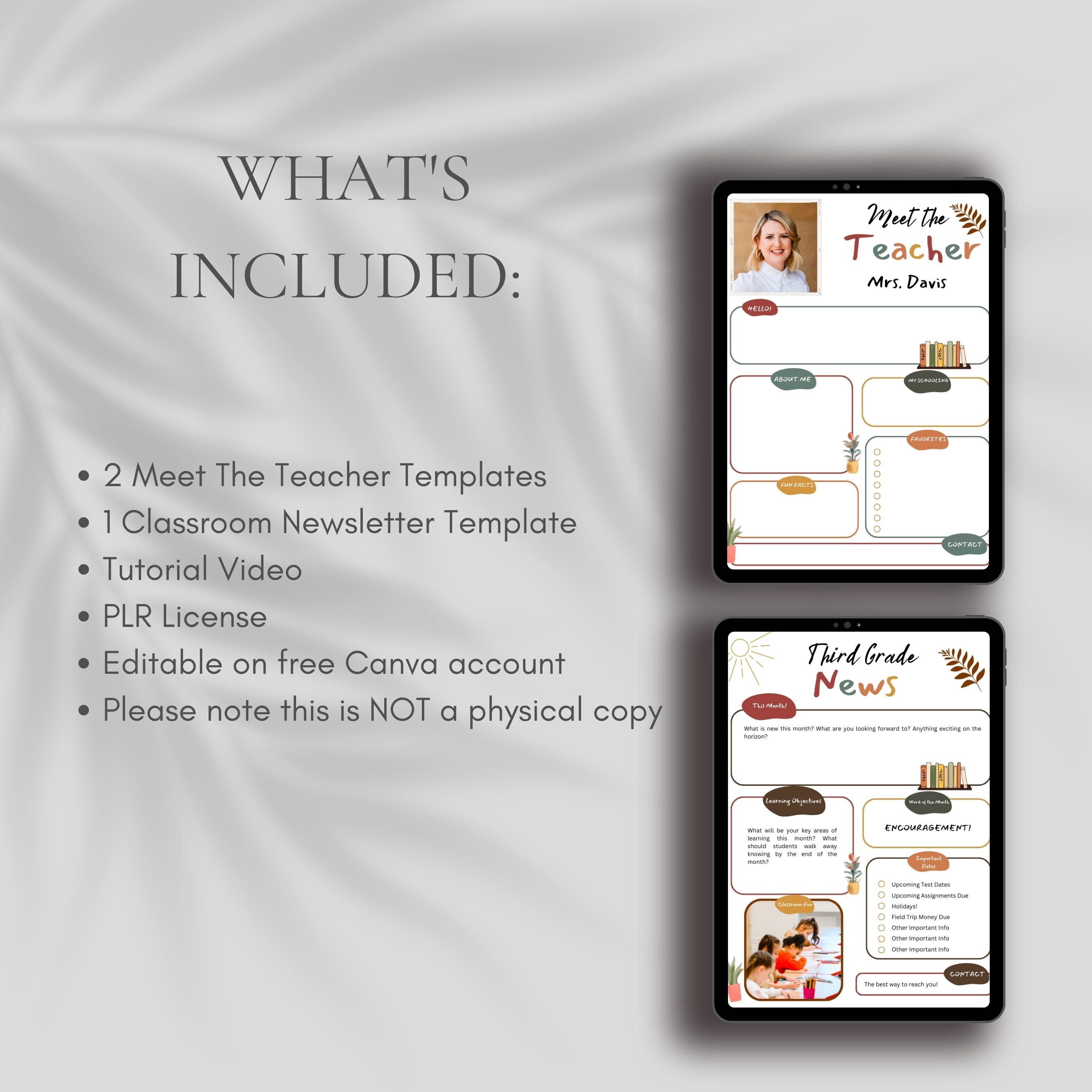 PLR Boho Meet the Teacher Template | Teacher Newsletter | Canva ...