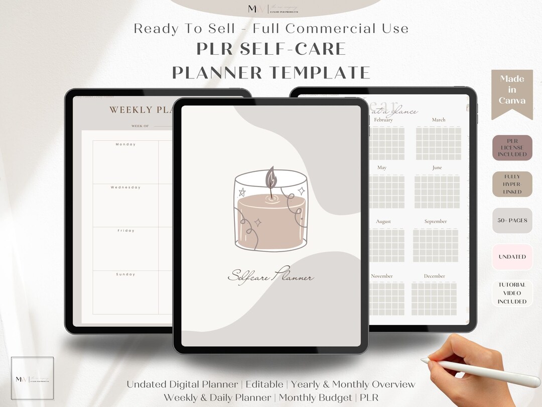 PLR Digital Planner Template, Canva Commercial Use Editable Planner ...