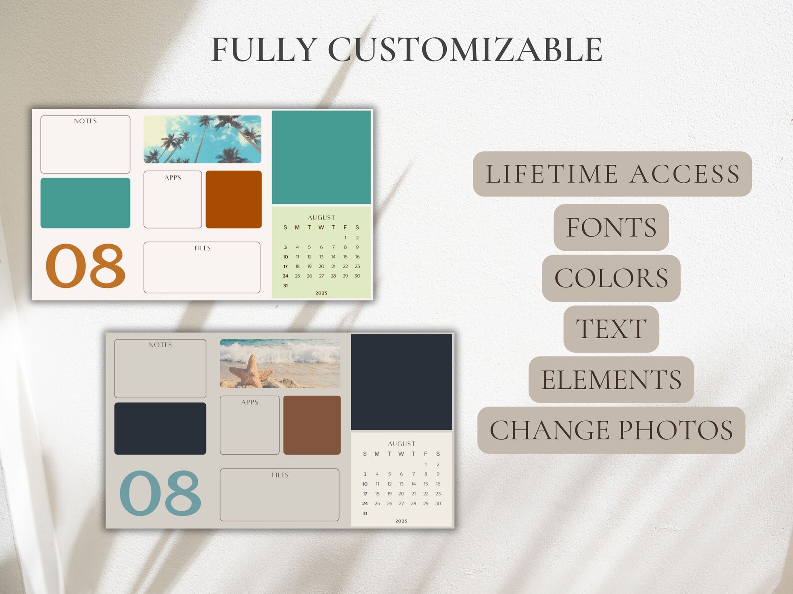 EDITABLE Desktop Wallpaper Organizers + Folder Icons, Bundle, 2024–2025 ...
