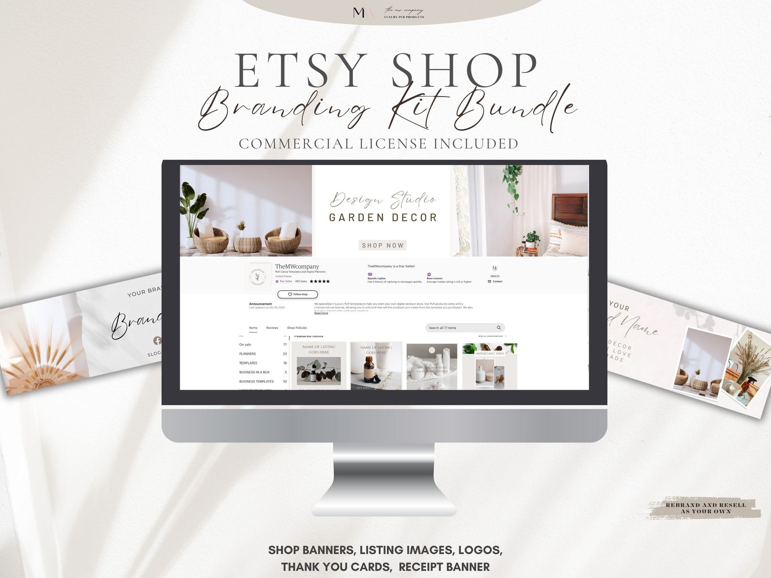 Etsy Shop Kit, Etsy Shop Banner, Etsy Shop Template, Minimal Neutral ...