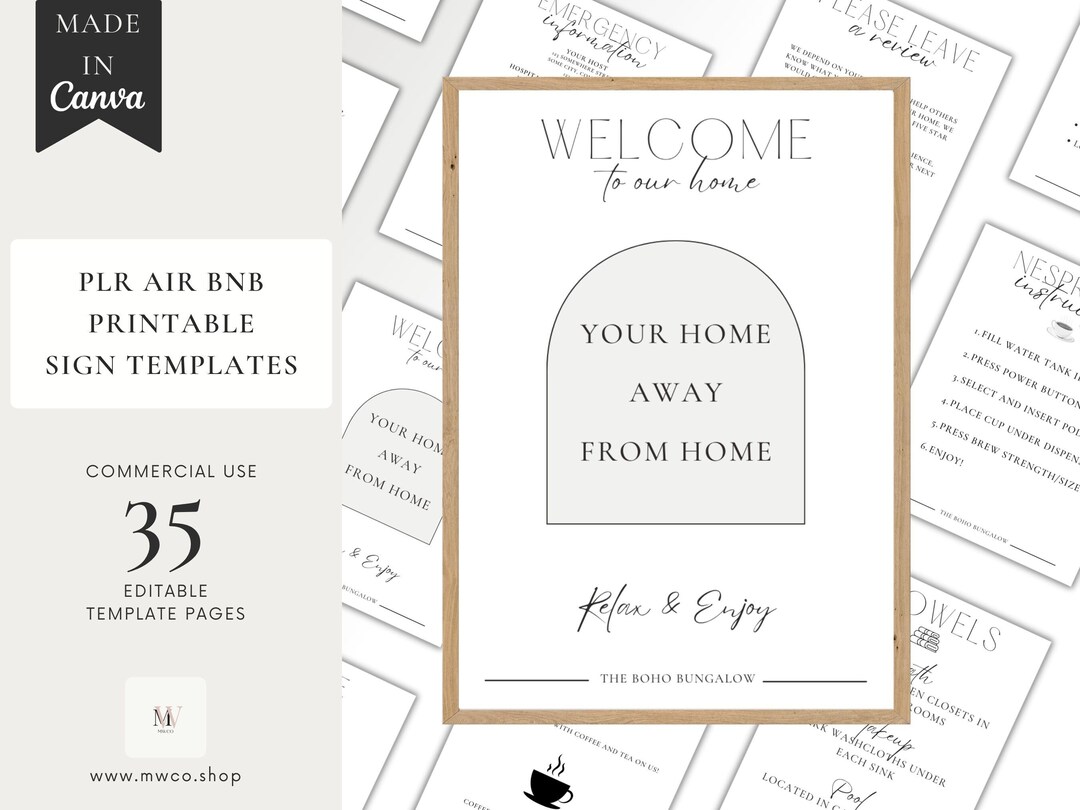 Airbnb Printable Sign Bundle Canva Template, Vacation Rental, Wifi Sign ...