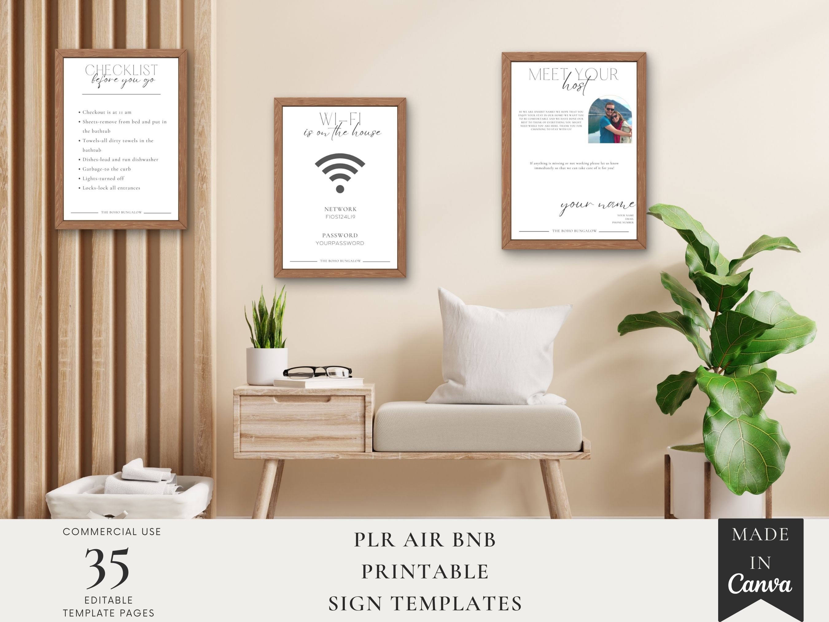 Airbnb Printable Sign Bundle Canva Template, Vacation Rental, Wifi Sign ...