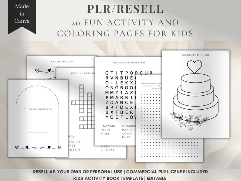 Kids Wedding Coloring Book, Personalized, Wedding Activity Book ...