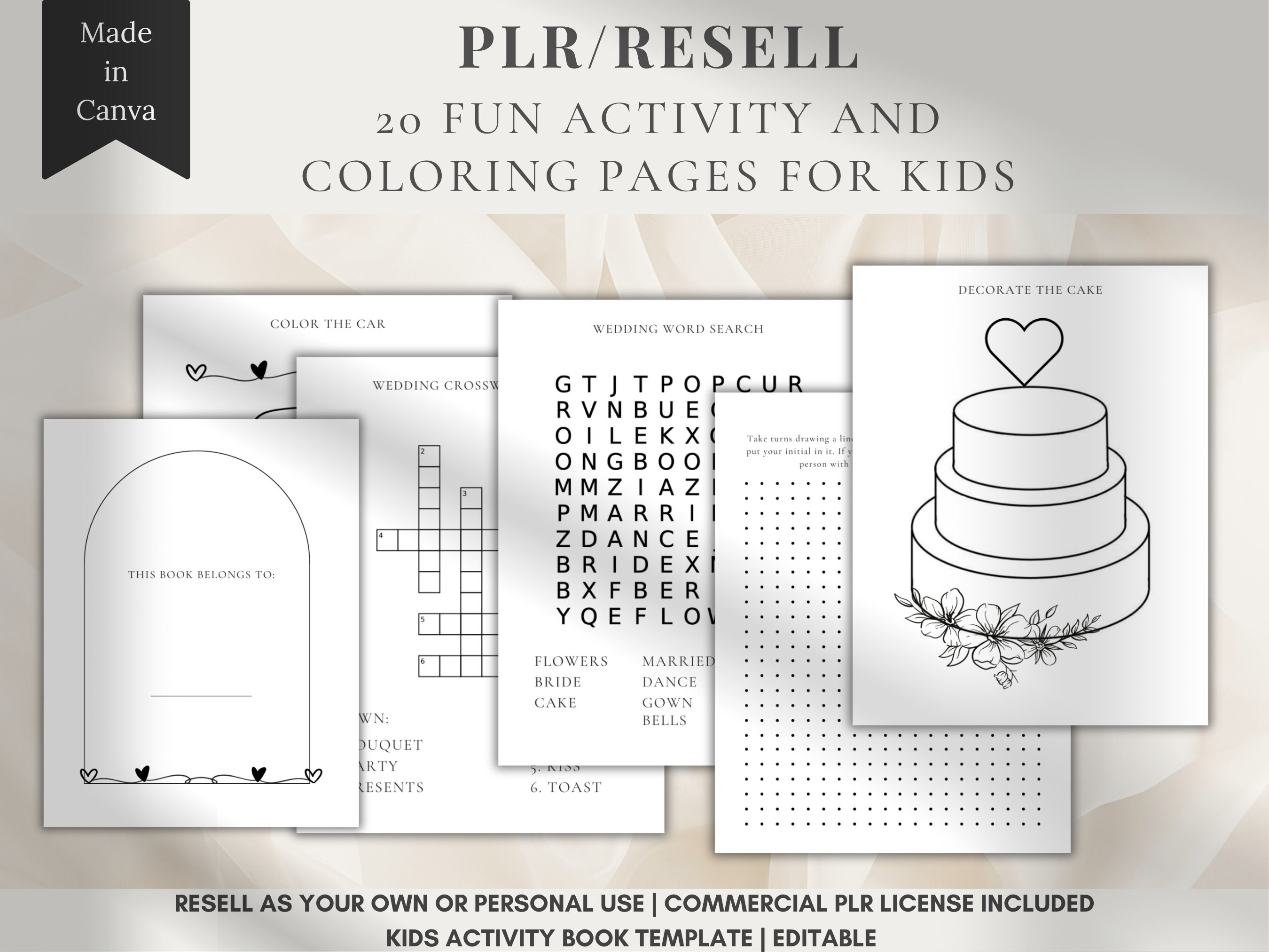 Kids Wedding Coloring Book, Personalized, Wedding Activity Book ...