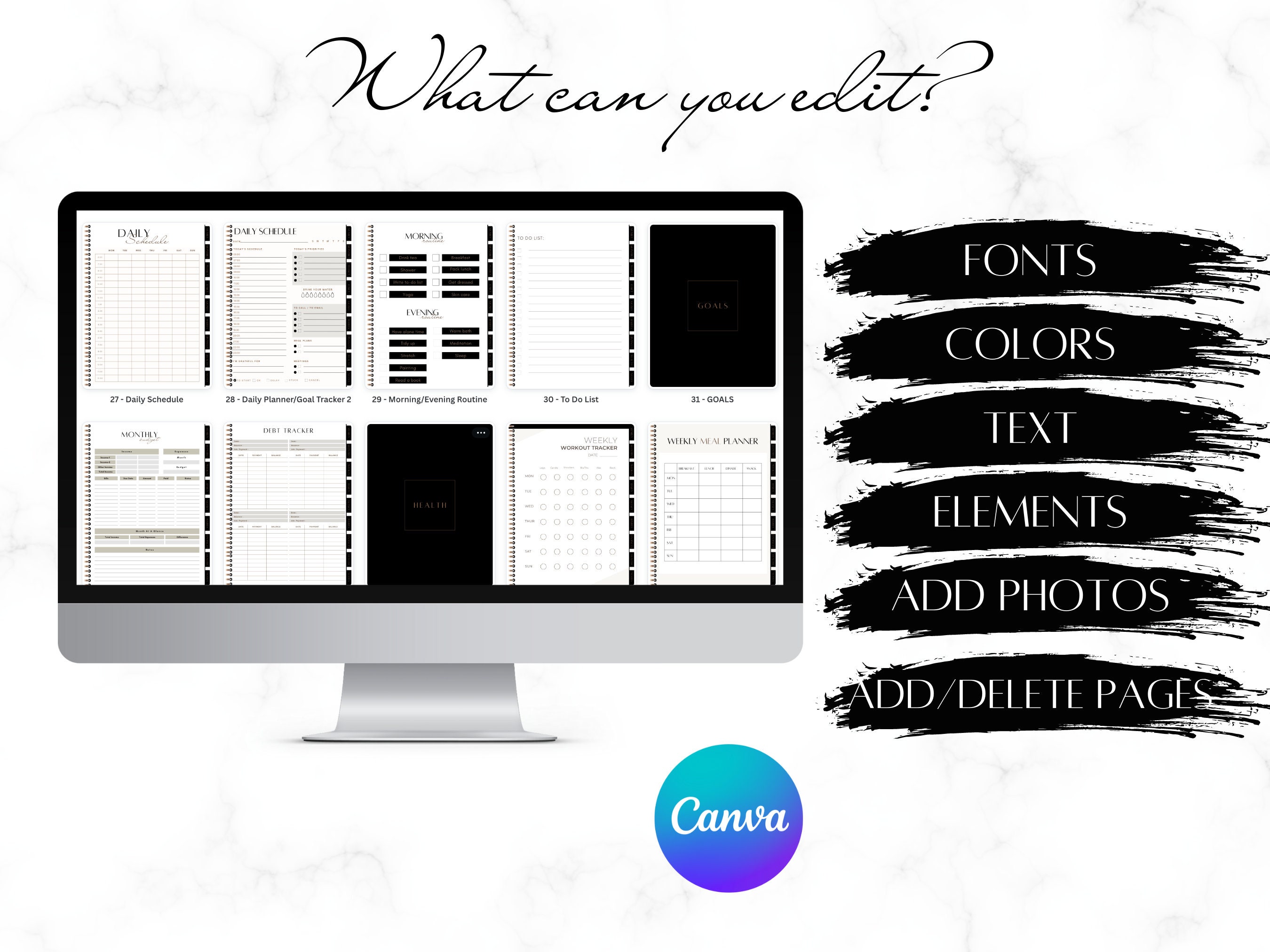 PLR Digital Planner Template Canva | Editable Canva Planner Template ...
