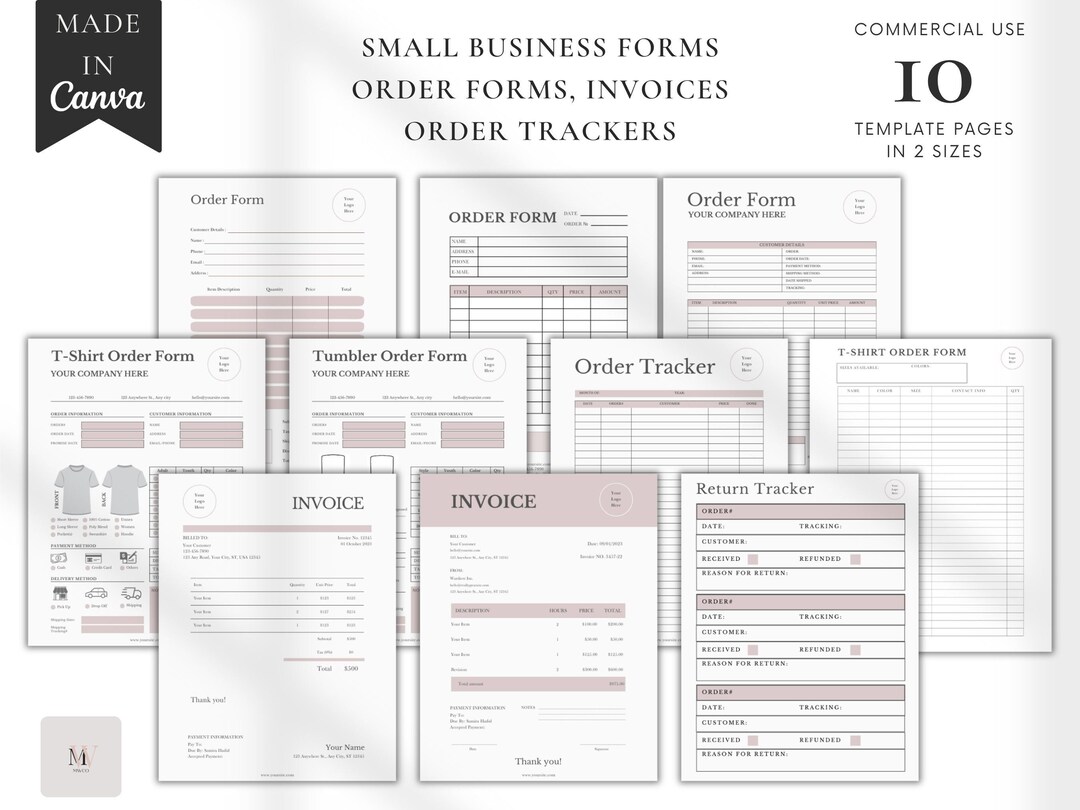 Small Business Forms Template, Editable Order Forms Bundle, T-shirt ...