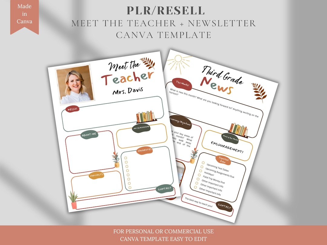 PLR Boho Meet the Teacher Template | Teacher Newsletter | Canva ...