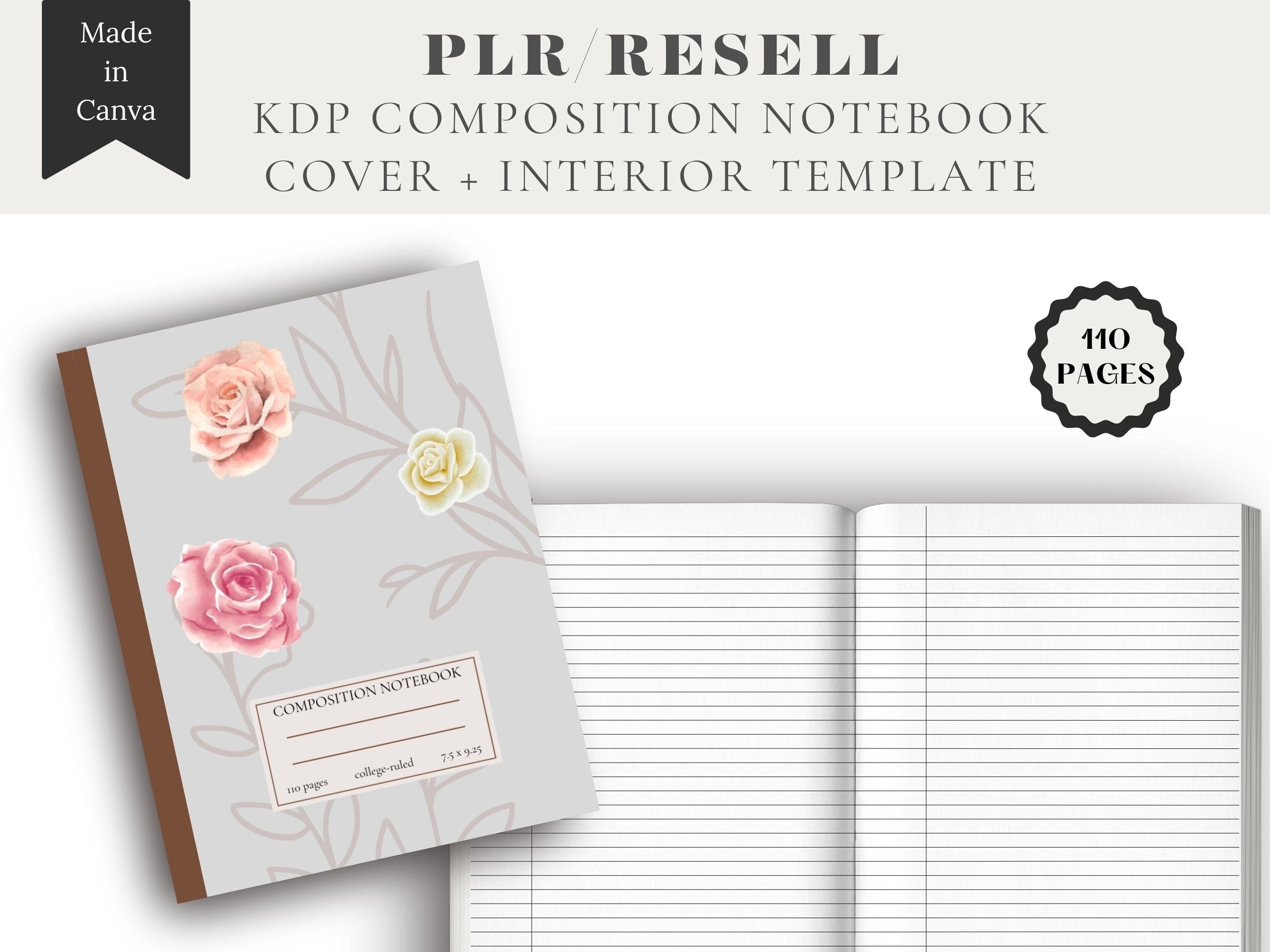 PLR KDP Cover Template | KDP Composition Notebook Interior Template ...