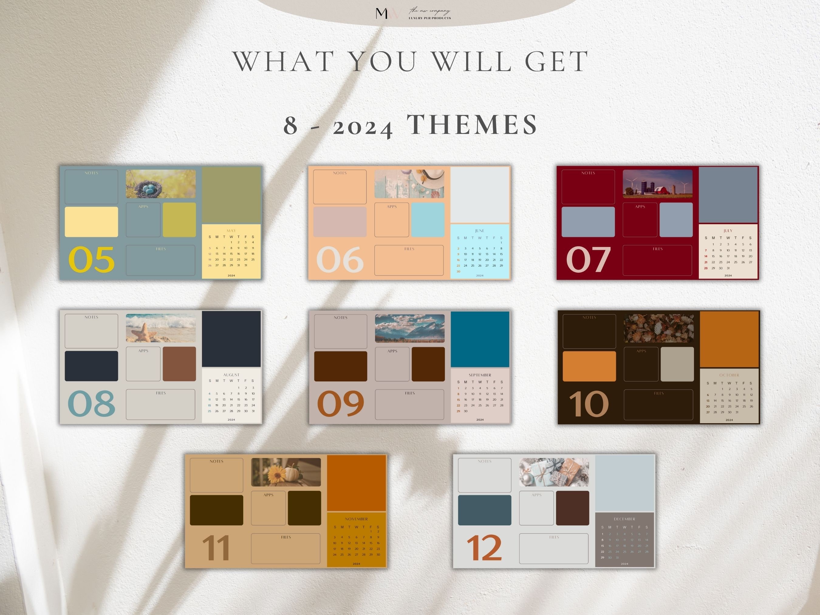 EDITABLE Desktop Wallpaper Organizers + Folder Icons, Bundle, 2024–2025 ...