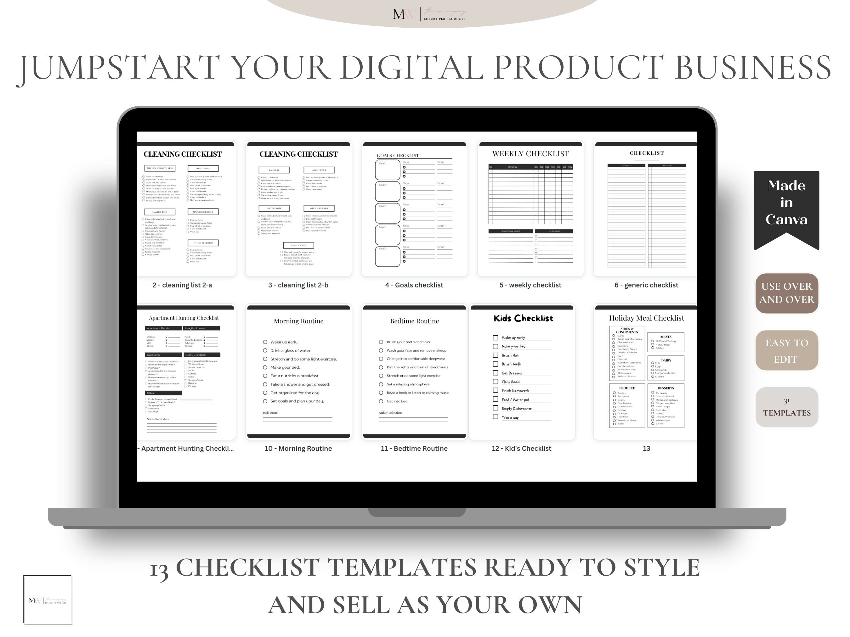 PLR Checklist Bundle | Apartment Checklist | Cleaning Checklist | Self ...