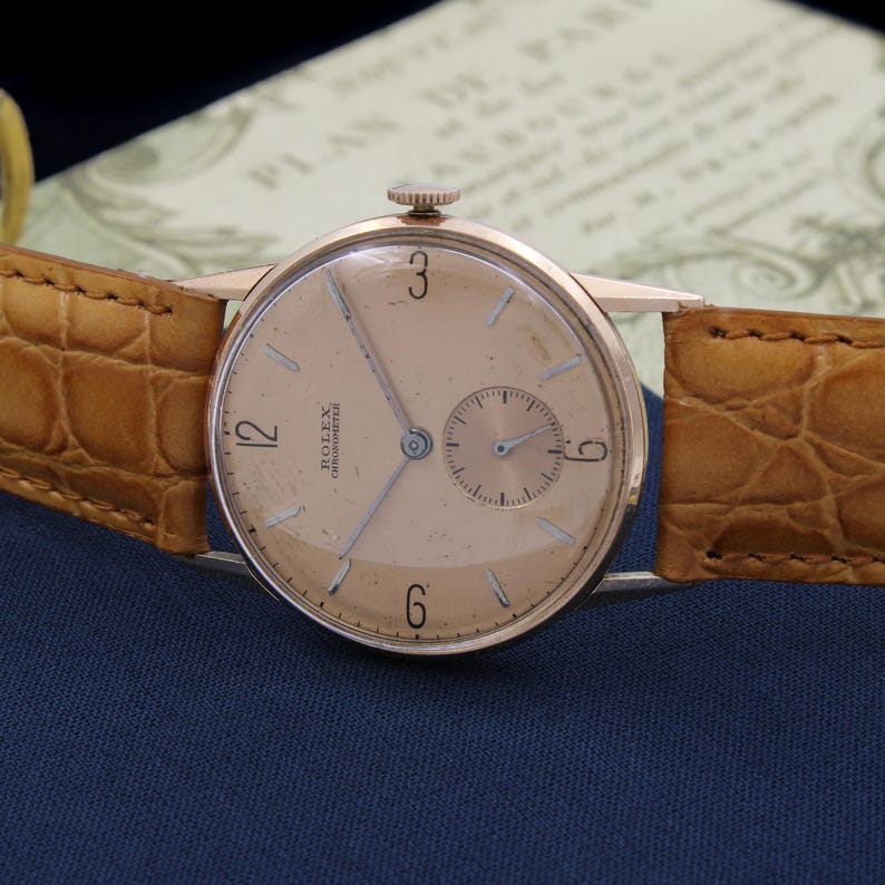 Rare Vintage Rolex Chronometer Ref. 3667 – 14K Rose Gold Salmon Dial ...