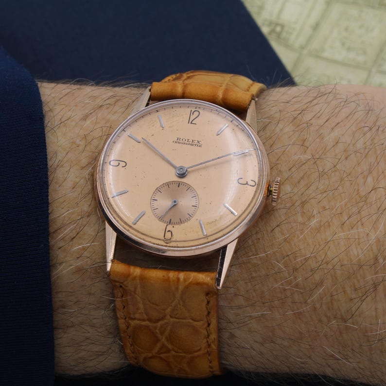 Rare Vintage Rolex Chronometer Ref. 3667 – 14K Rose Gold Salmon Dial ...