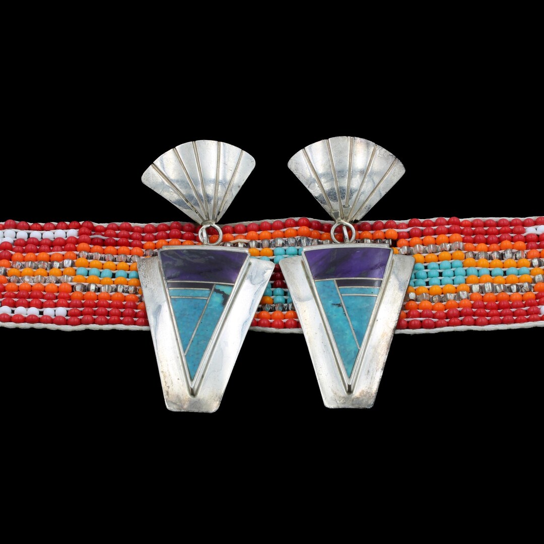 Ray Tracey Knifewing Navajo Turquoise Charoite Onyx Inlay Native ...