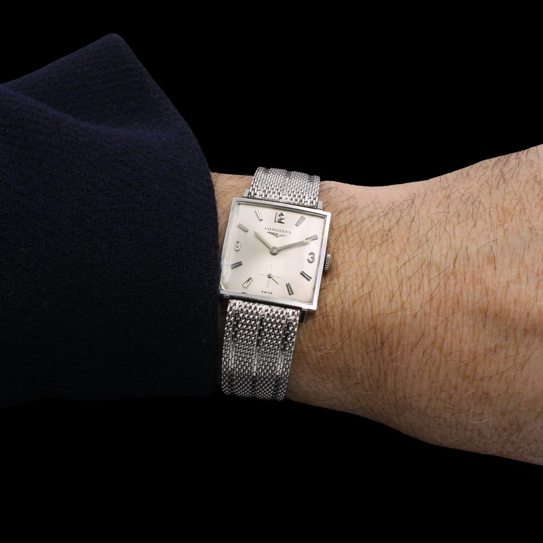 Vintage Longines 14K Gold Watch 1960s Square Case Manual Wind Cal 370 ...
