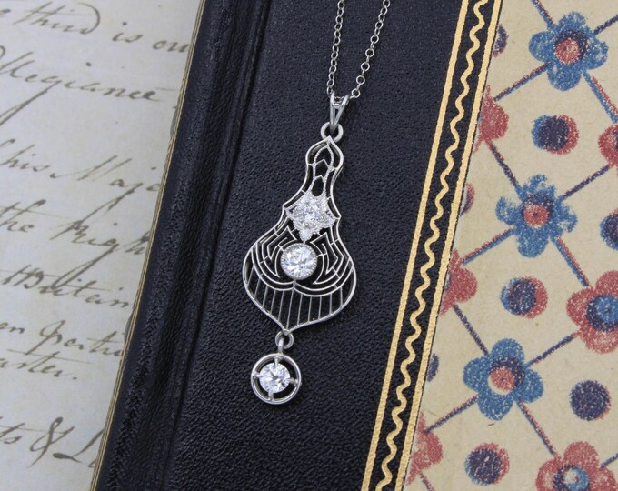 Platinum Art Deco 0.25 Carat Old European Diamond Pendant 19 Inch ...