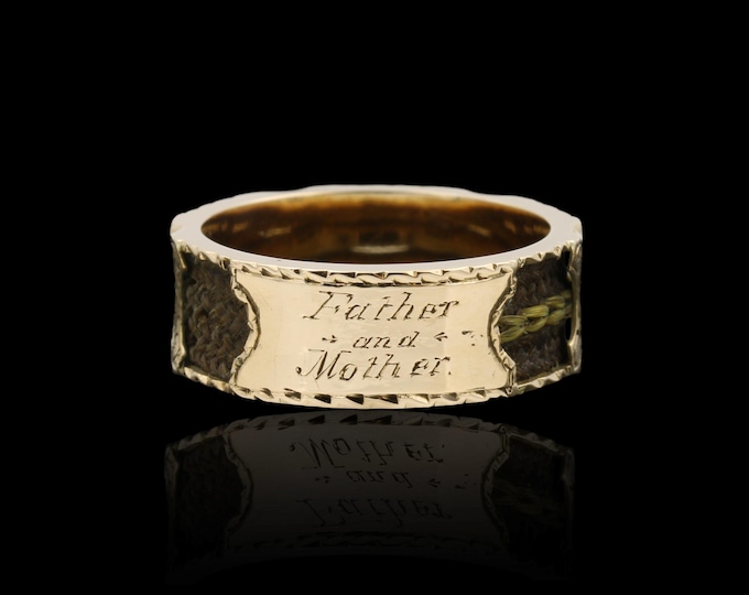Victorian 13k Yellow Gold "father & Mother" Inscribed Braided Mourning ...