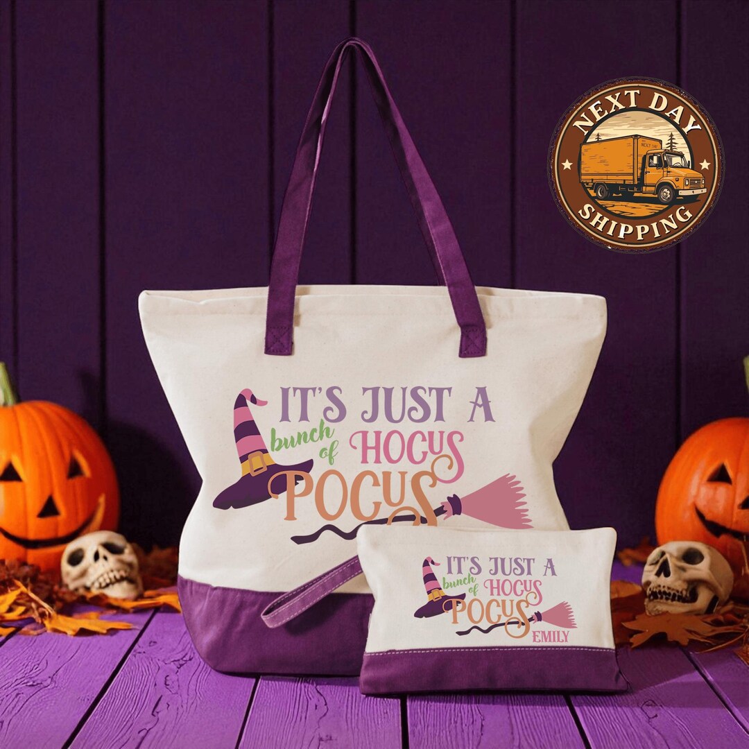 Custom Hocus Pocus Halloween Canvas Tote Bag, Spooky Holiday Tote ...