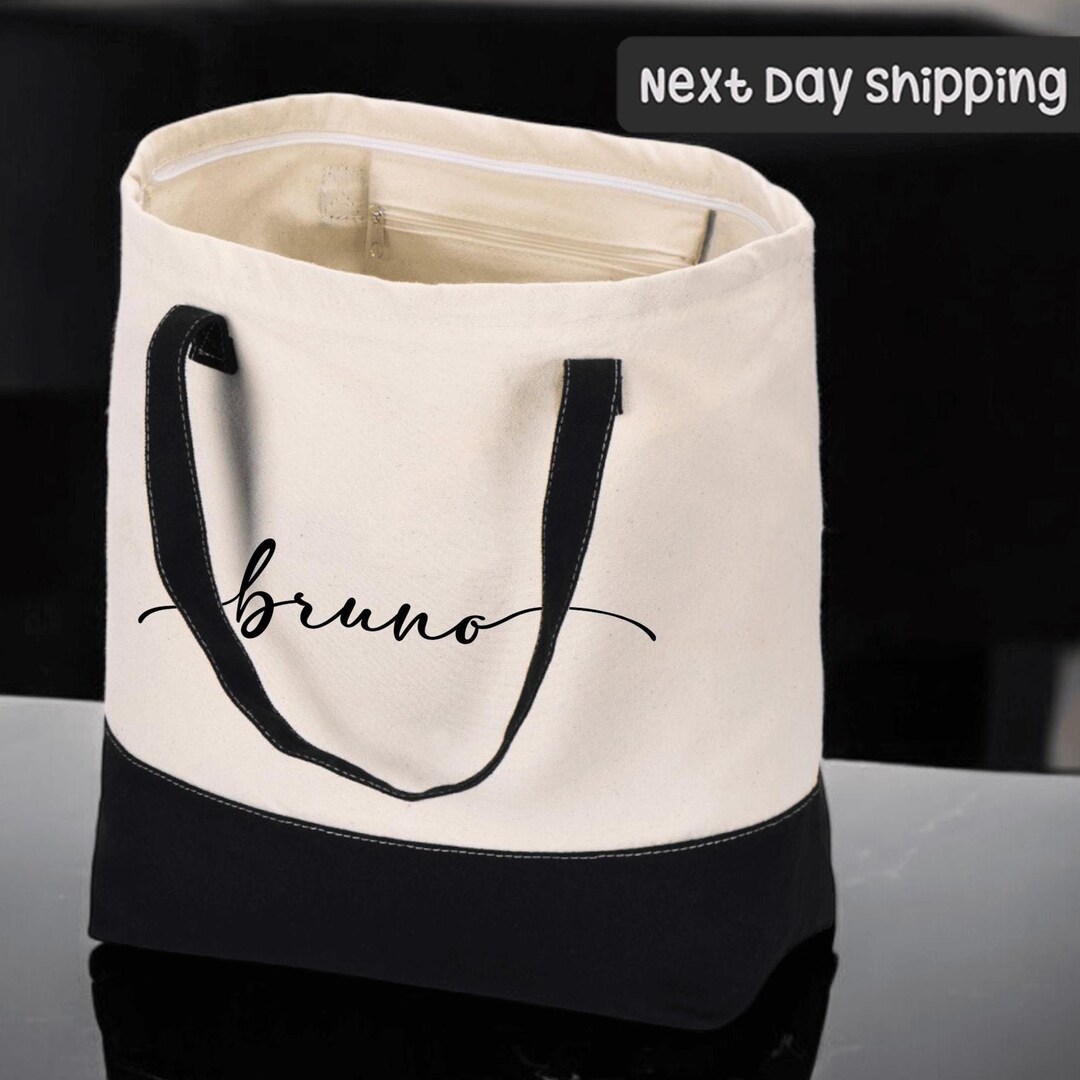 Custom Name Tote Bag, Personalized Name Tote Bag, Canvas Tote Bag ...
