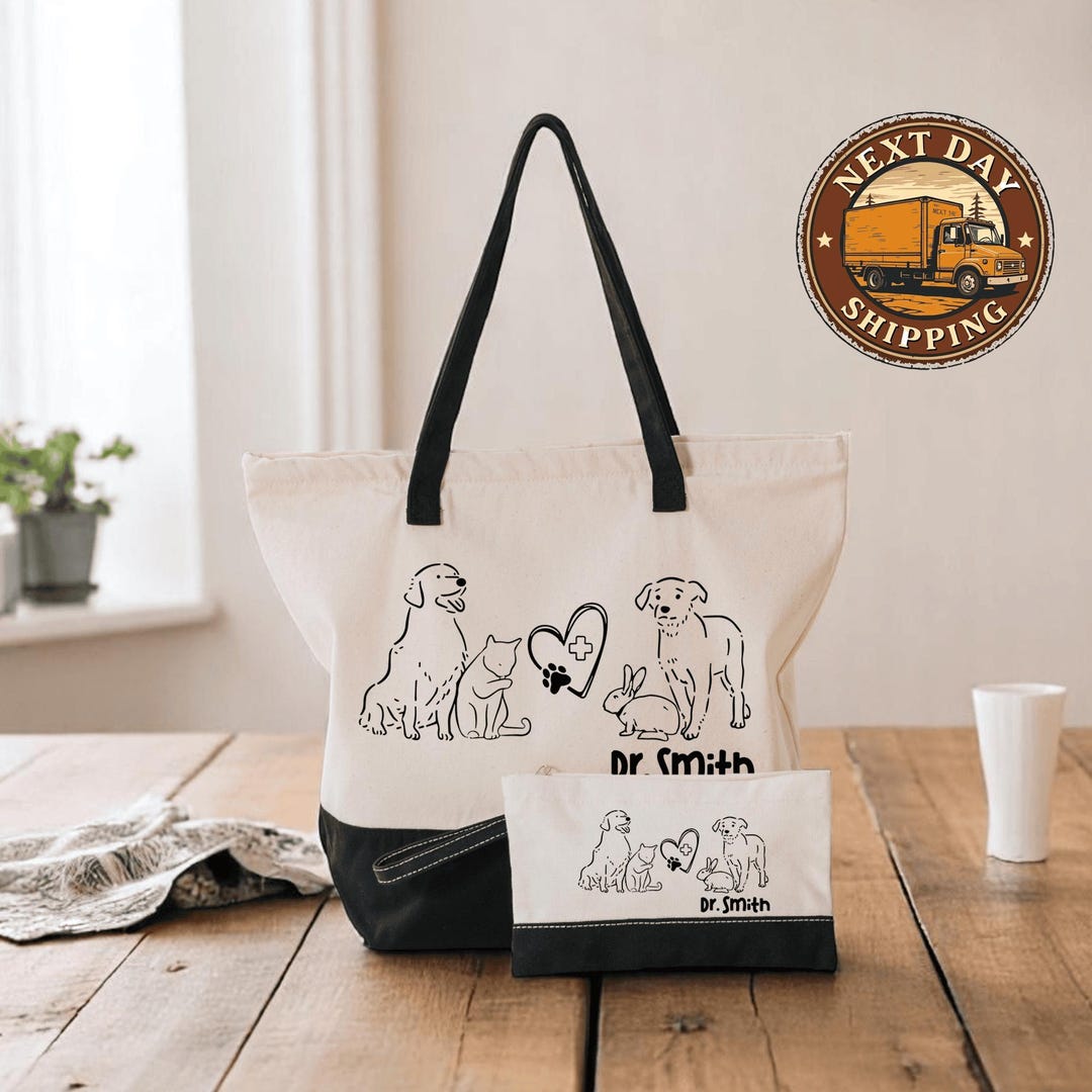 Custom Veterinary Canvas Tote Bag, Vet Work Tote, Animal Care ...