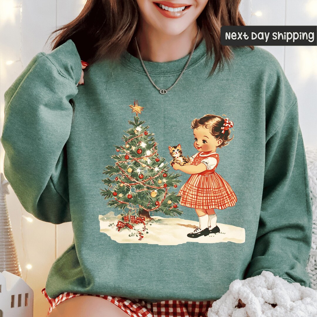 Retro Christmas Tree Sweatshirt, Vintage Christmas Sweatshirt, Retro ...