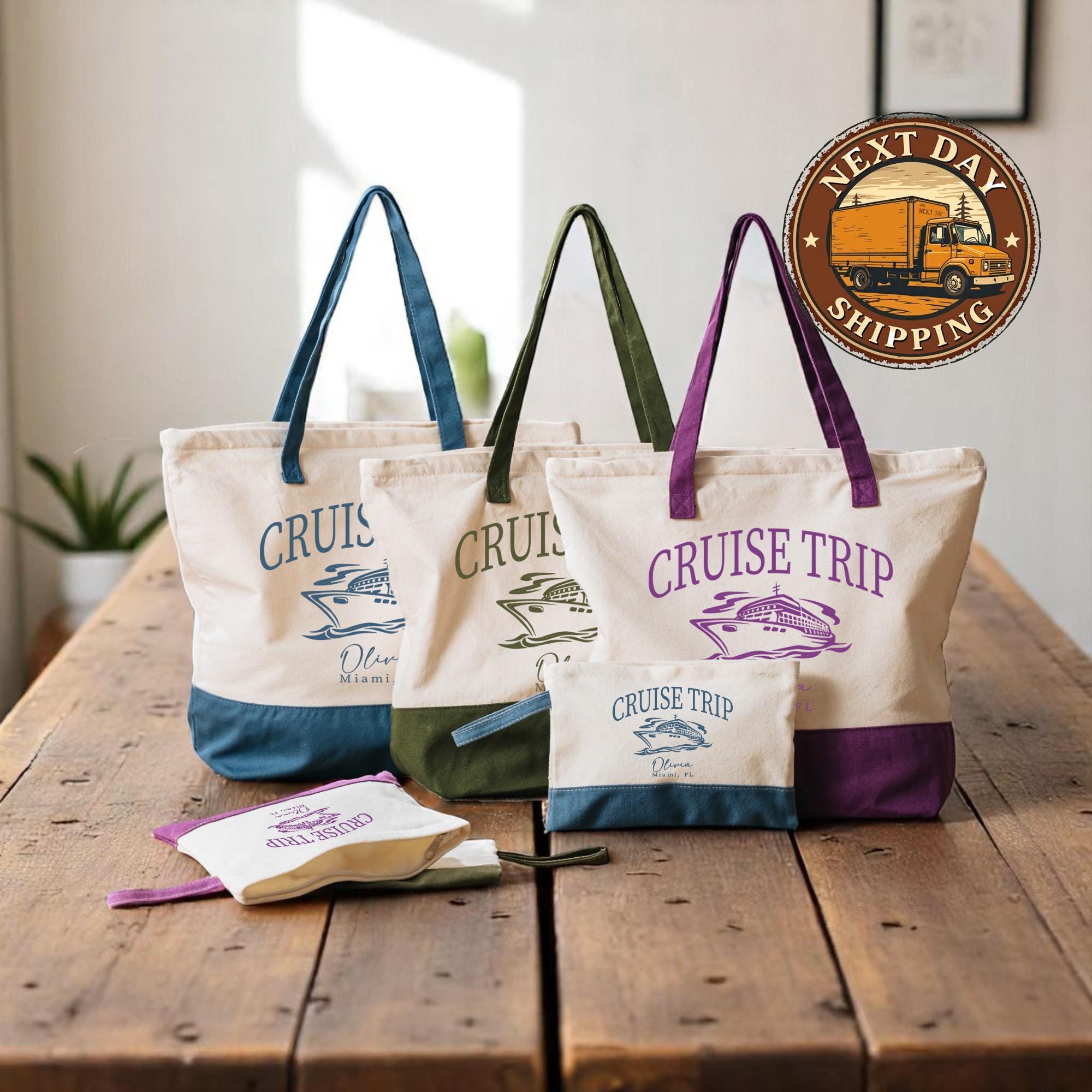 Custom Cruise Trip Canvas Tote Bag, Personalized Vacation Tote, Travel ...