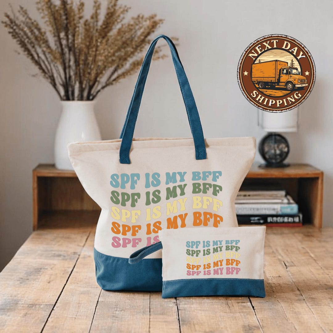 SPF is My BFF Canvas Tote Bag, Sun Protection Lover Tote, Funny Summer ...