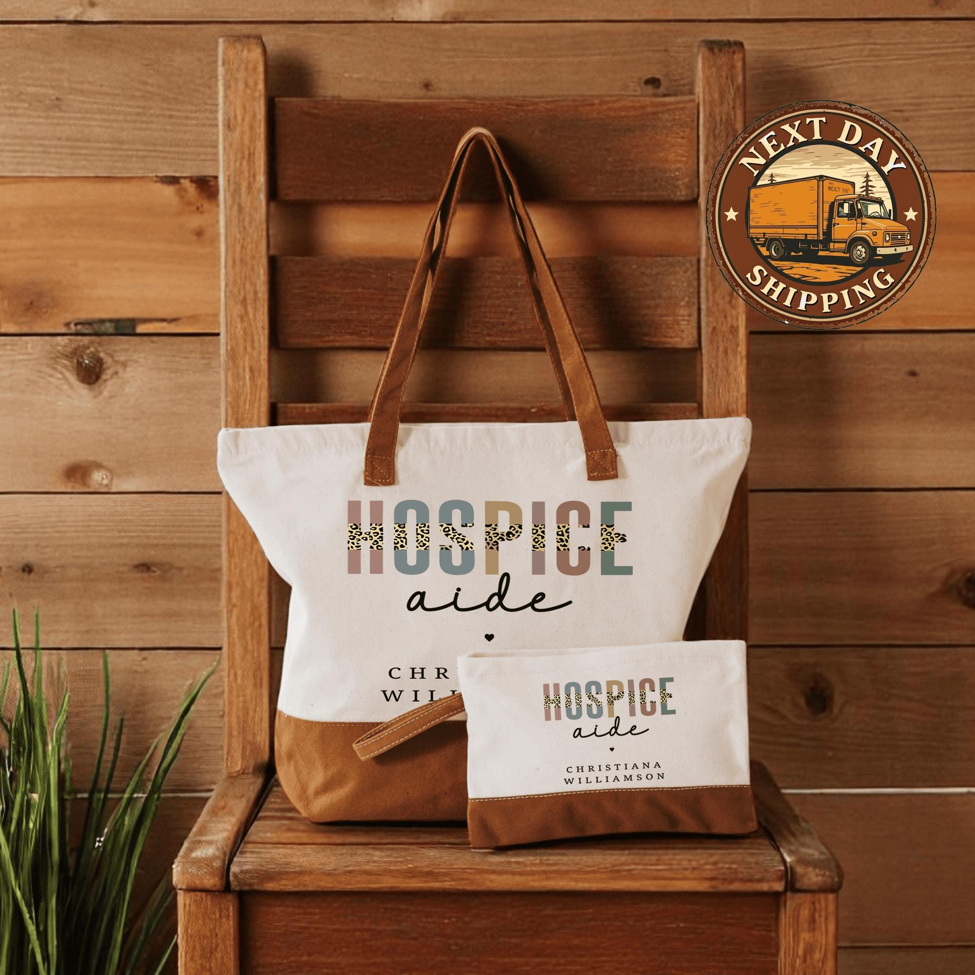 Custom Hospice Aide Canvas Tote Bag, Caregiver Work Tote, Compassionate ...