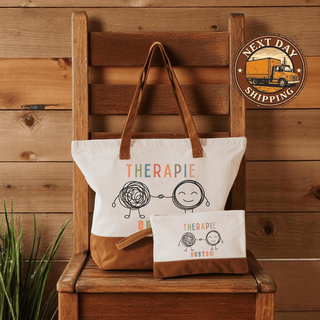 Custom Psychology Therapist Canvas Tote Bag, Mental Health Work Tote ...