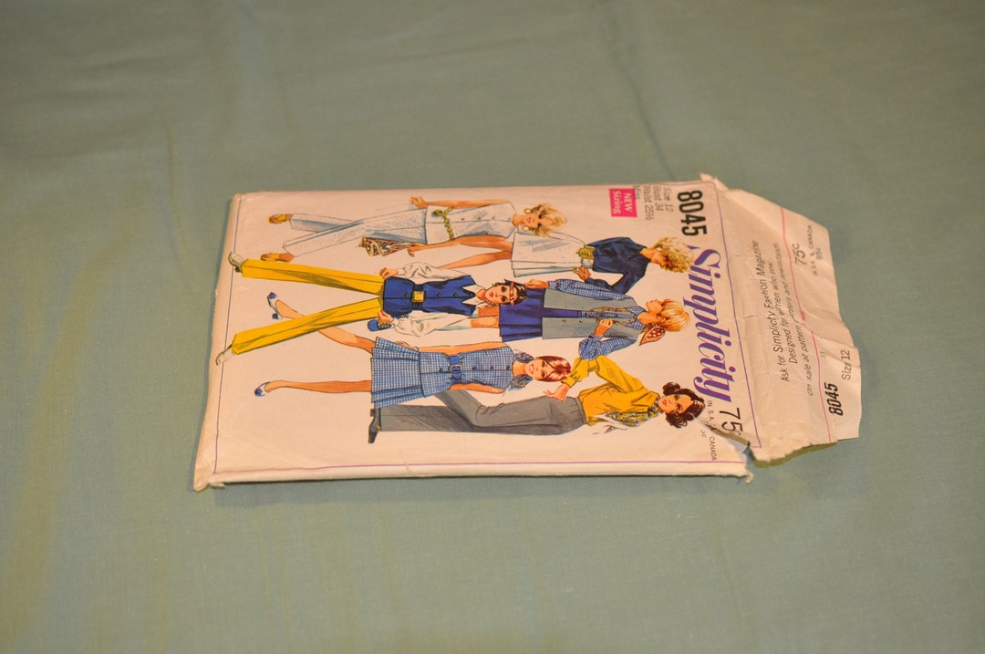 Simplicity Sewing Pattern Used From 1970's Size 12 Misses Bust 34 ...