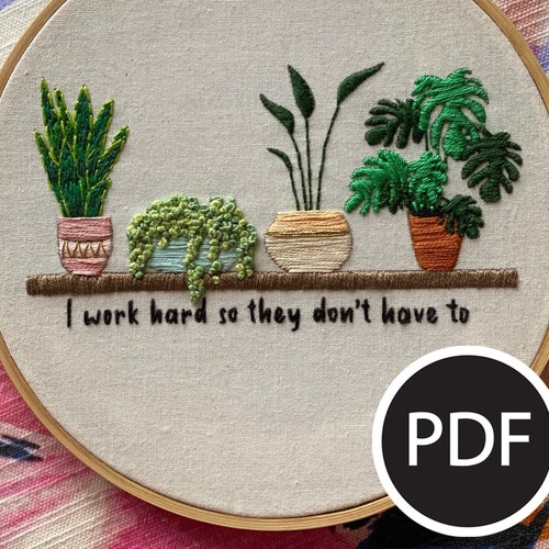 Plant Embroidery Pattern for Beginners PDF Download - Etsy