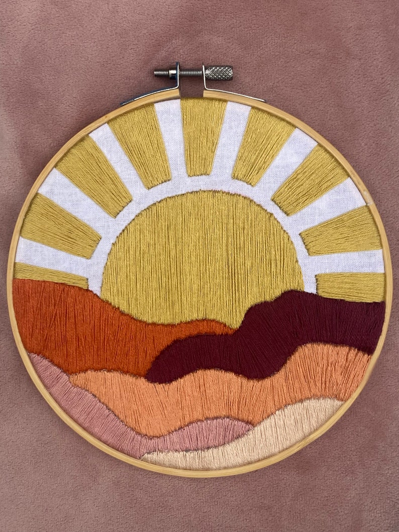 Easy Desert Sunrise Embroidery Pattern for Beginners - Boho Apartment ...